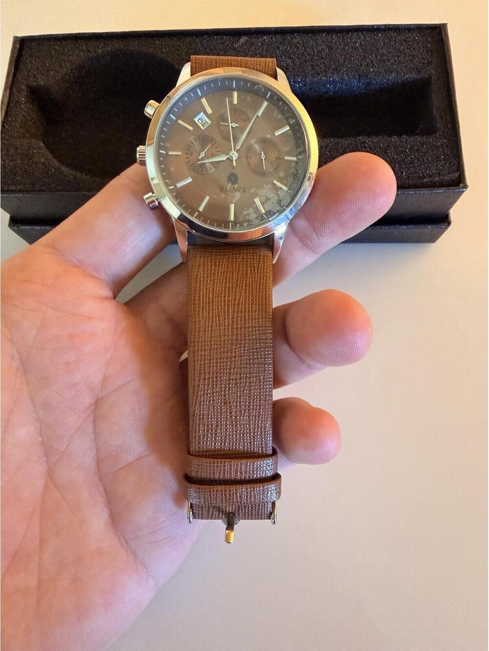 Accessories | New Xavier Chronograph Watch Brown Leather Strap | Poshmark